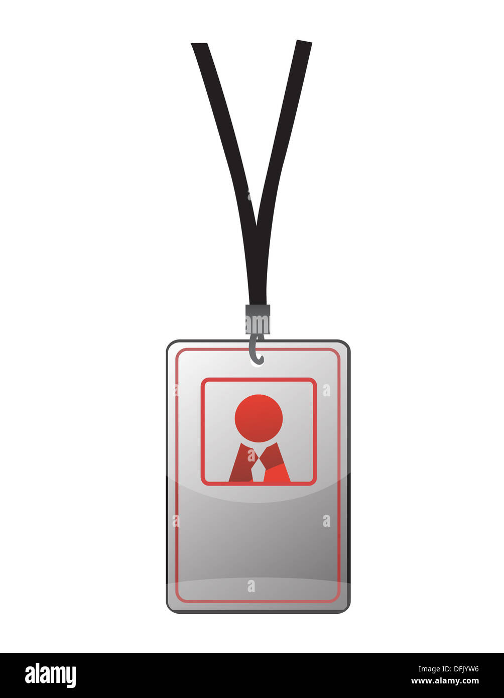 Security ID pass on a black lanyard. Isolated on white, ready for your ...