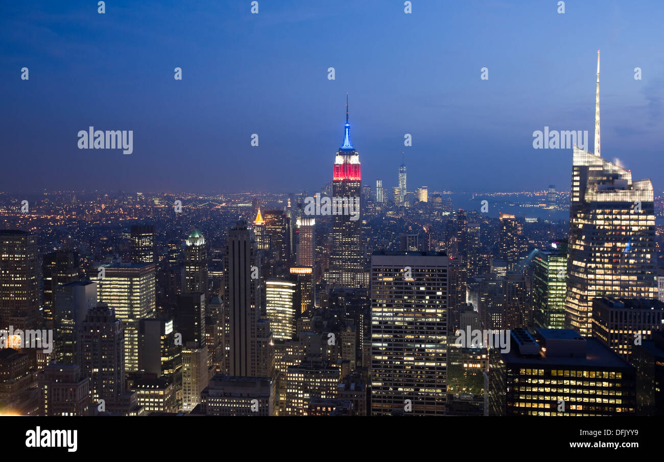 Aerial View of Empire State Building at Night (New York City Stock ...