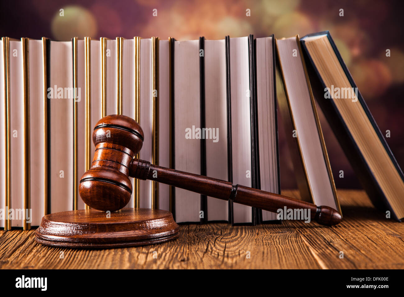 Mallet, legal code and scales of justice. Law concept, studio shots ...