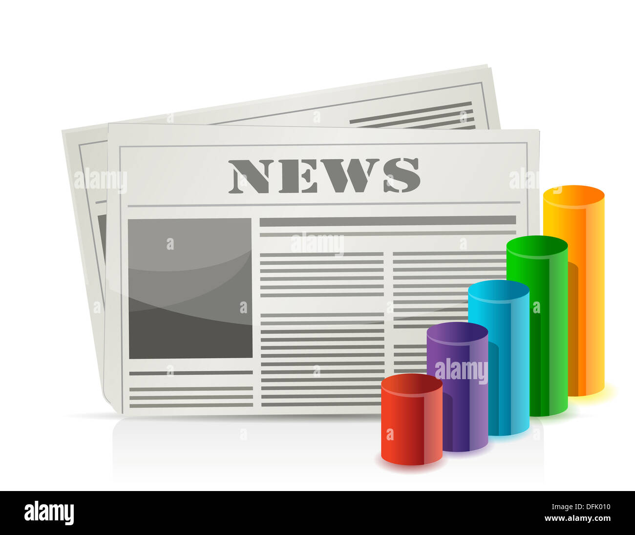 chart statistics and newspaper isolated on white Stock Photo - Alamy