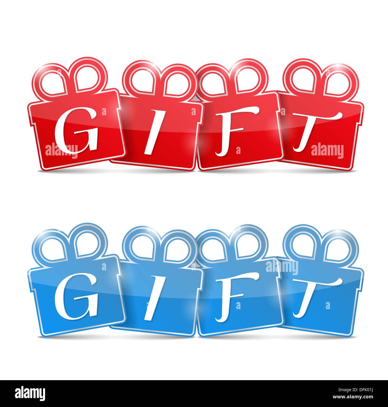 Red and blue gift stickers, vector eps10 illustration Stock Photo - Alamy