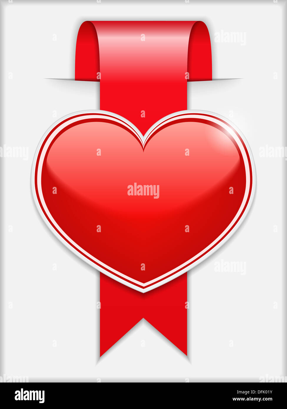 Red ribbon with heart Stock Photo - Alamy