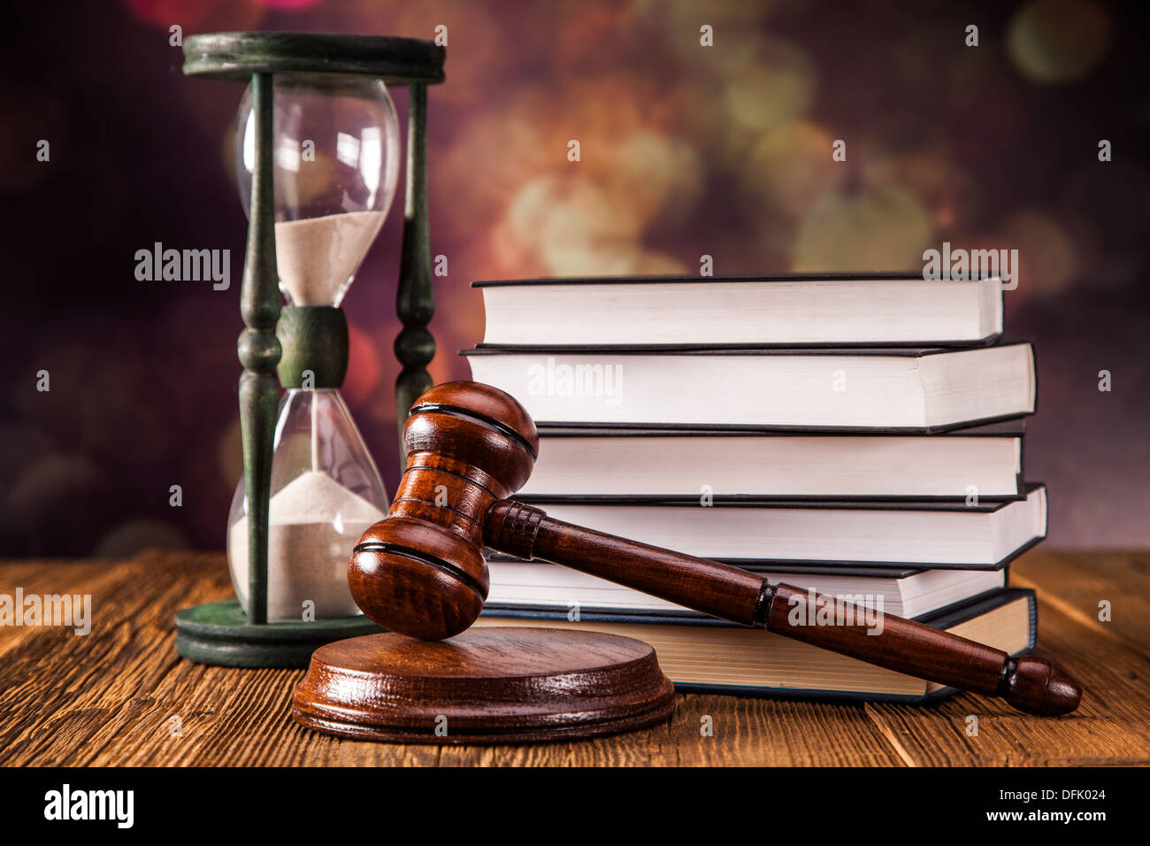 Mallet, legal code and scales of justice. Law concept, studio shots ...