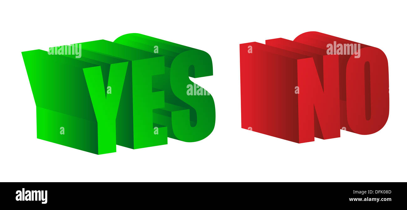 Yes and no green and red text words over white Stock Photo - Alamy
