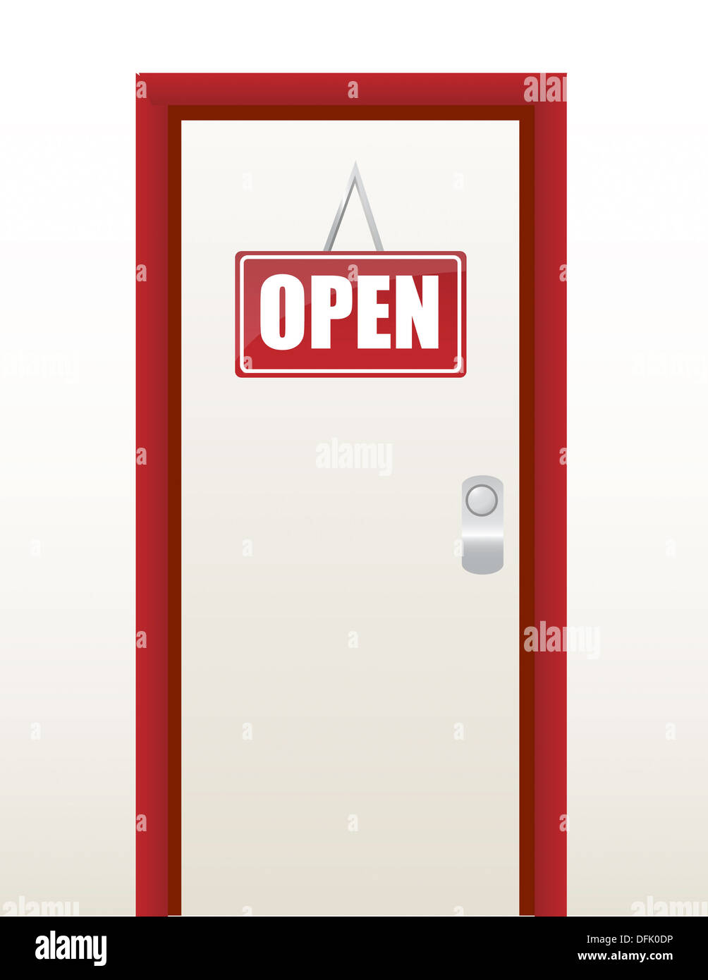 Red and white open sign illustration design Stock Photo - Alamy
