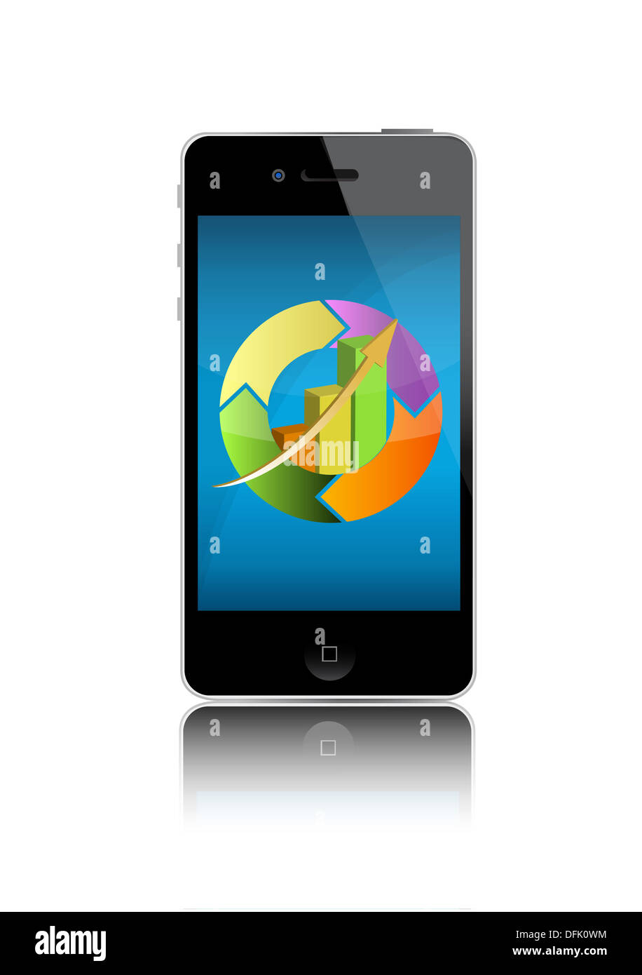 illustration of portable device with graphs Stock Photo - Alamy