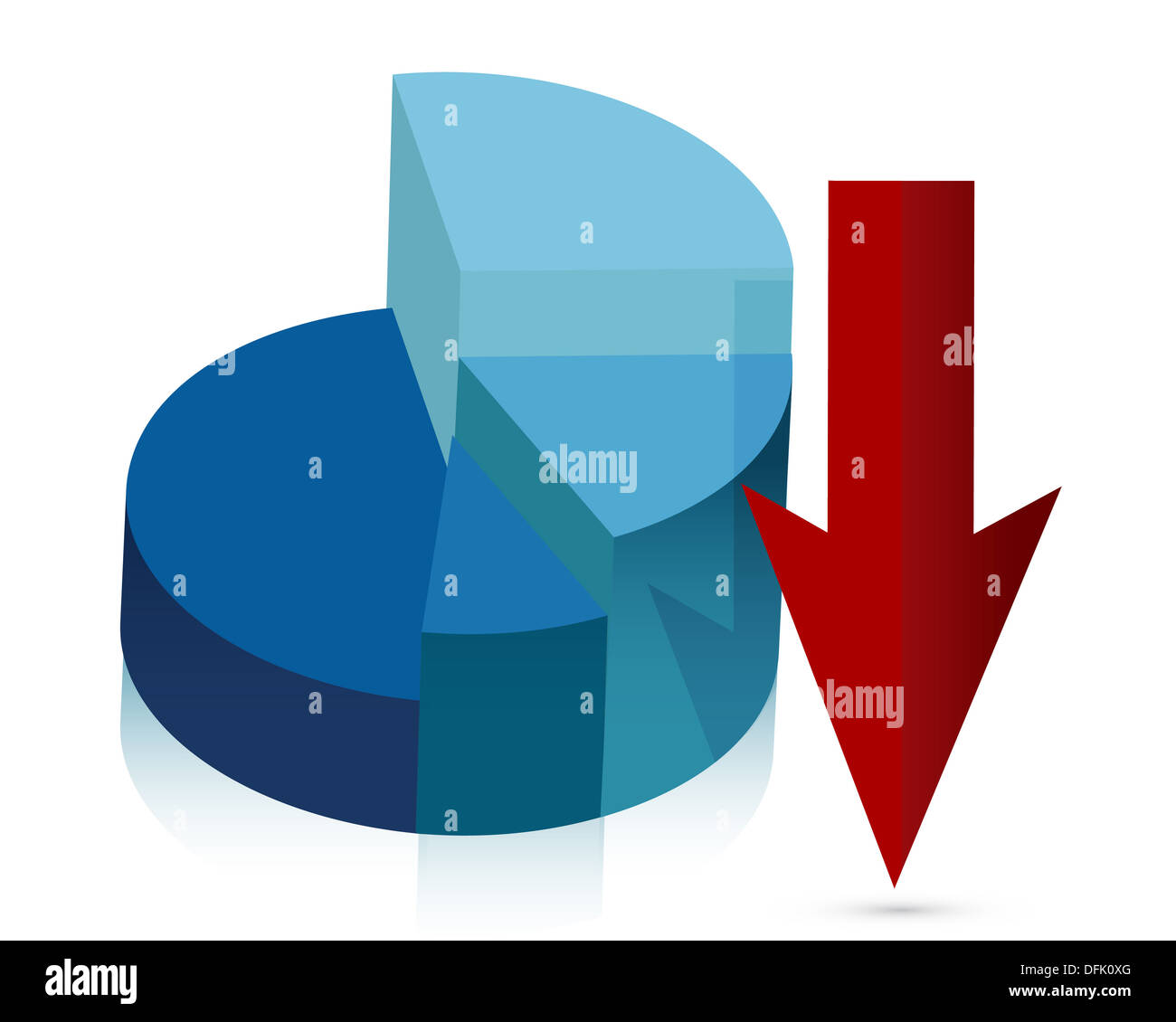 blue pie chart falling profits illustration design Stock Photo - Alamy