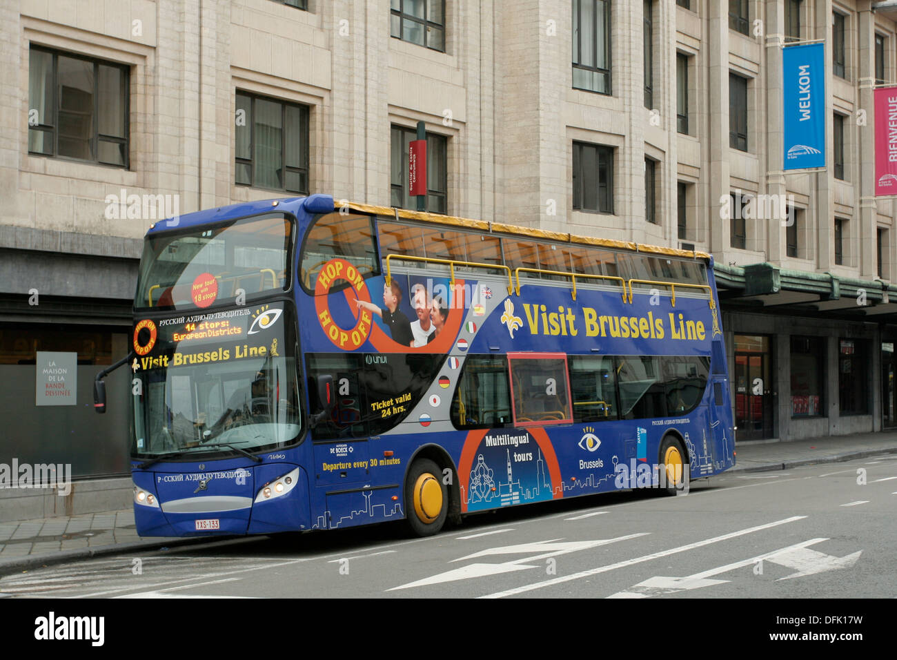 Tourist bus in city center of Brussels Stock Photo - Alamy