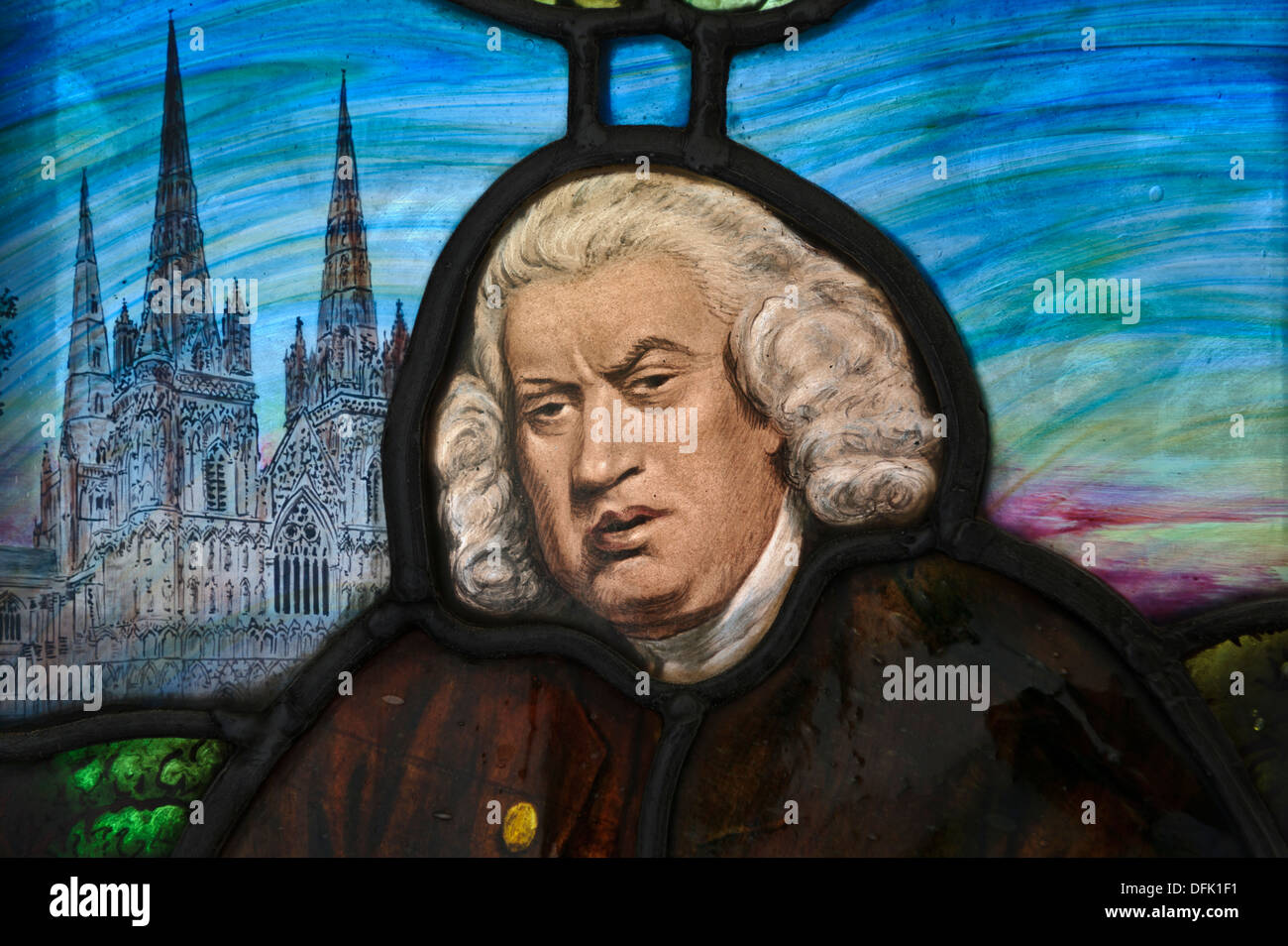 Stained glass window of Dr Samuel Johnson, London, England, United ...