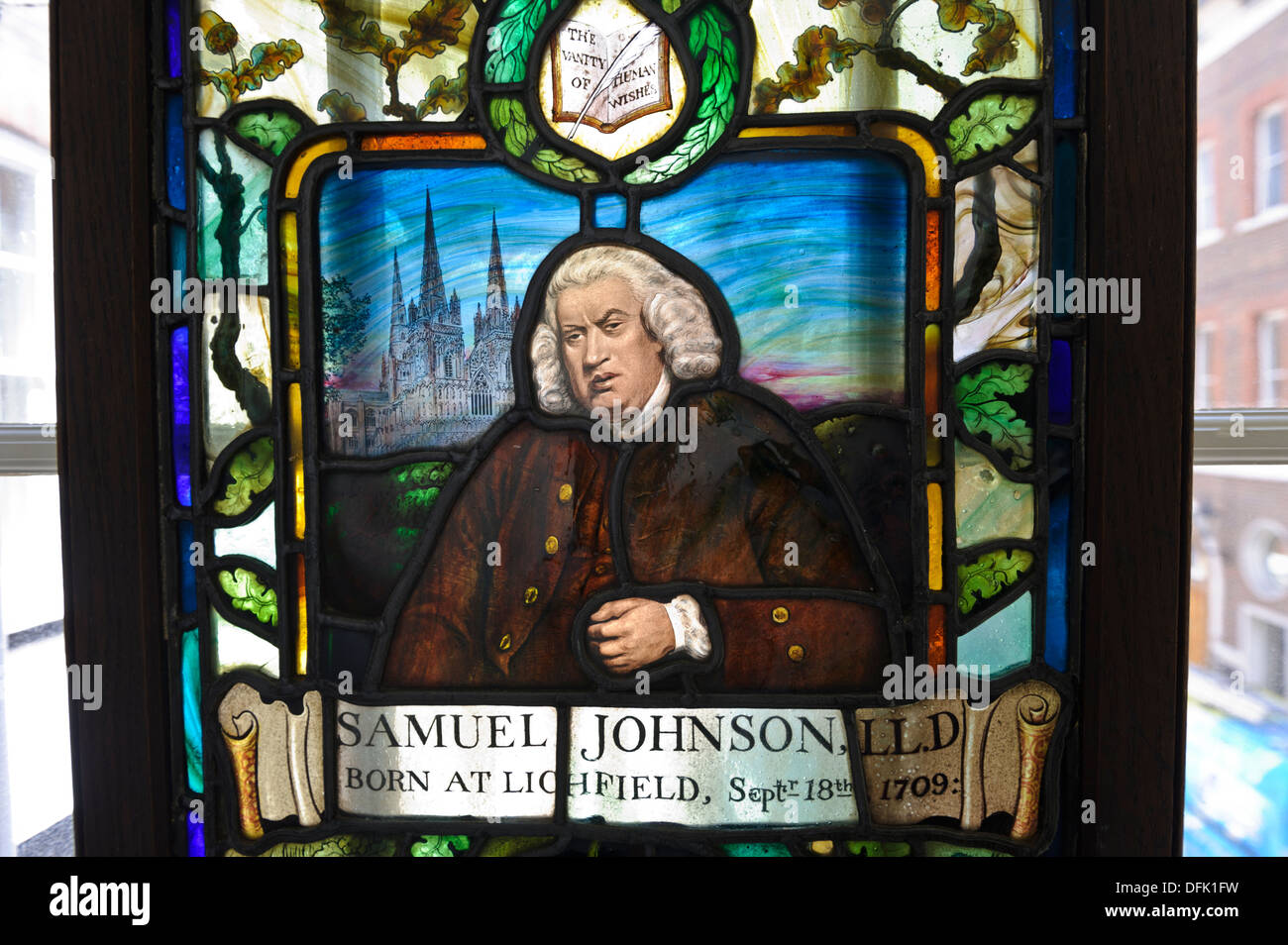 Stained glass window of Dr Samuel Johnson, London, England, United ...
