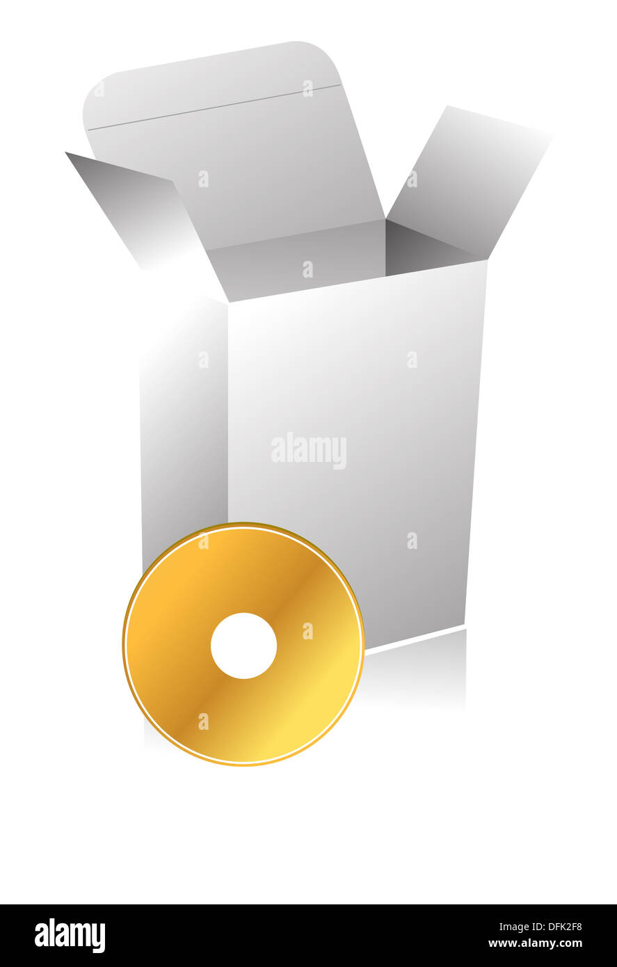 Blank 3d box with compact disc illustration design isolated over white ...