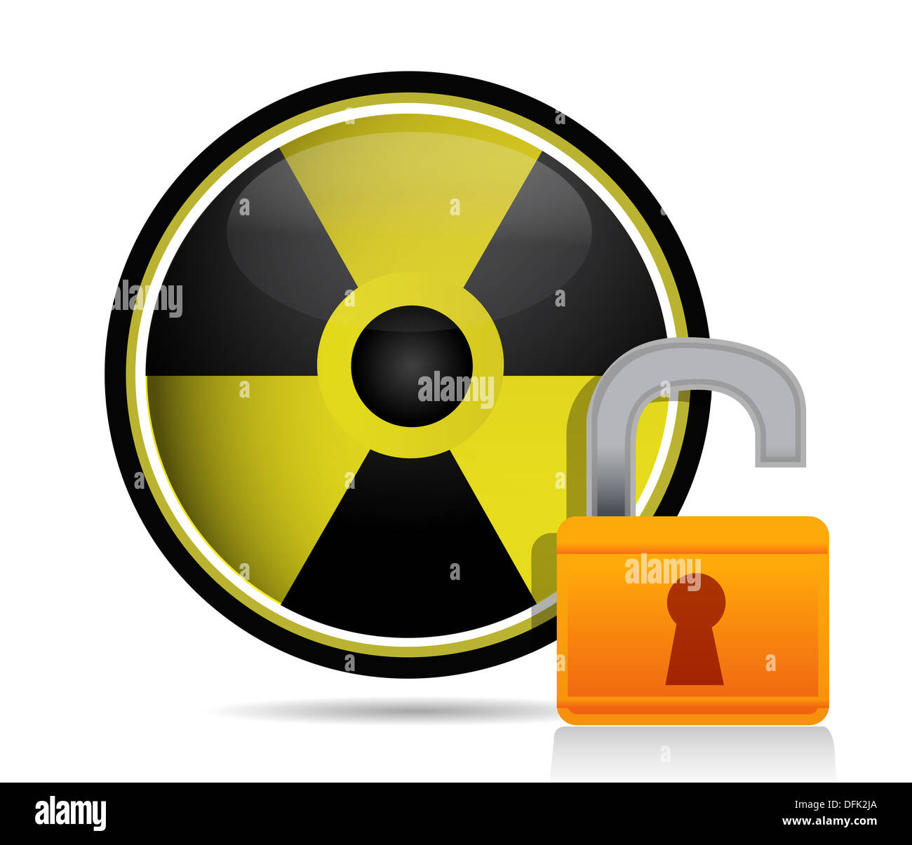 radioactive sign behind a open lock Stock Photo - Alamy