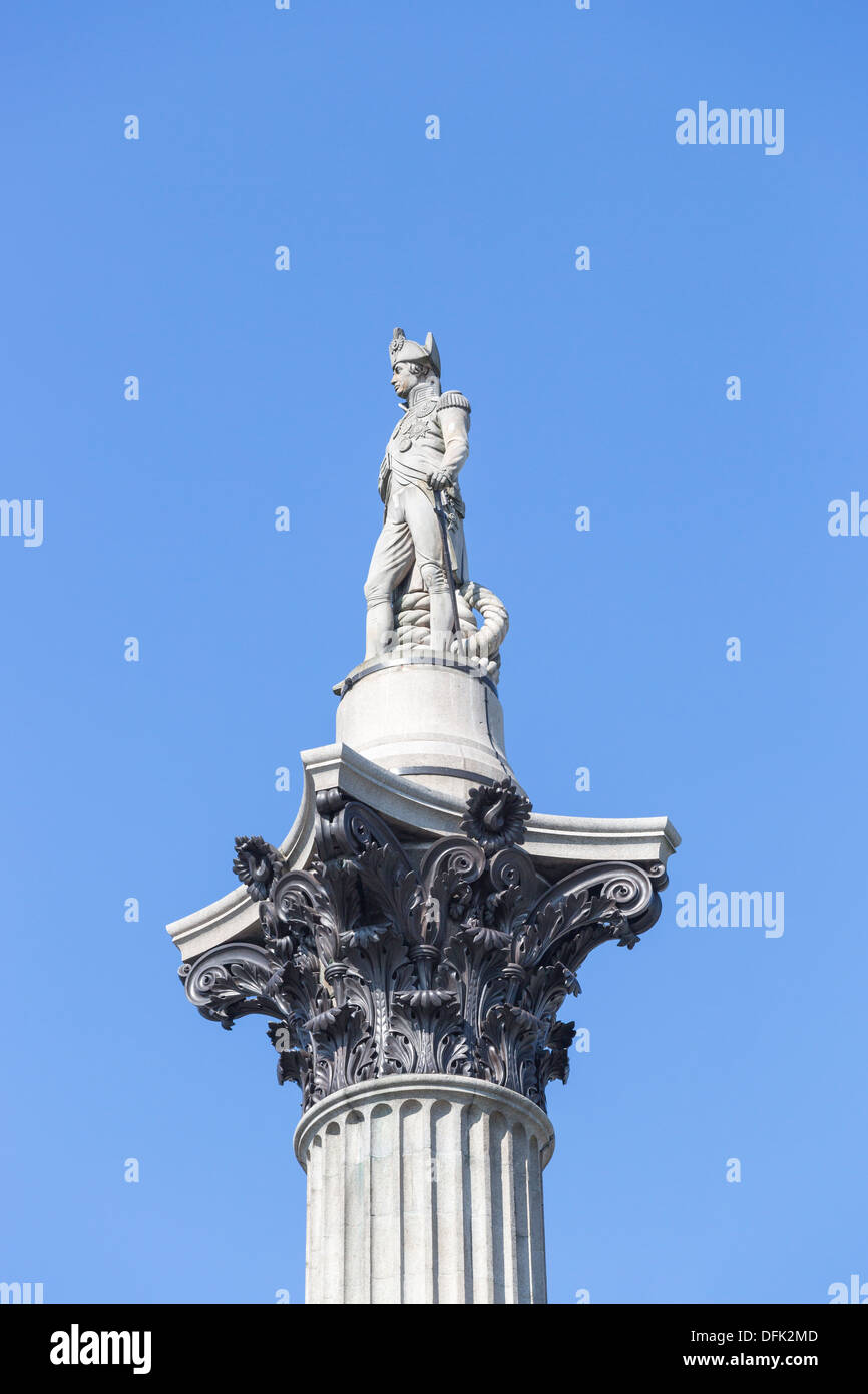 Statue of Admiral Lord Horatio Nelson atop Nelson's Column, Trafalgar ...