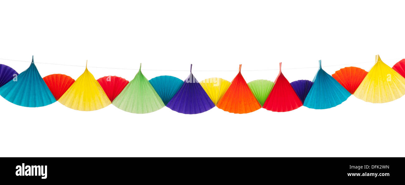 colorful paper chain isolated over white background Stock Photo - Alamy
