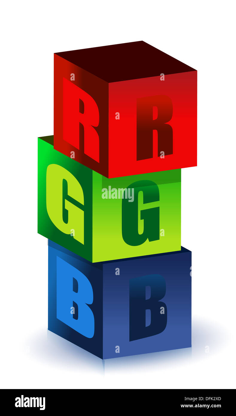 RGB illustration boxes isolated over a white background Stock Photo - Alamy