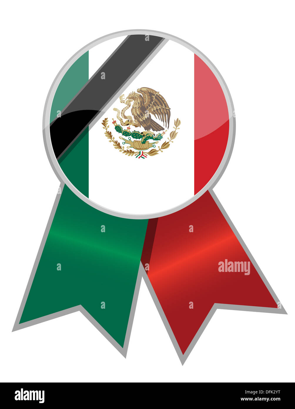 Mexican ribbon with black memorial stripe illustration Stock Photo - Alamy