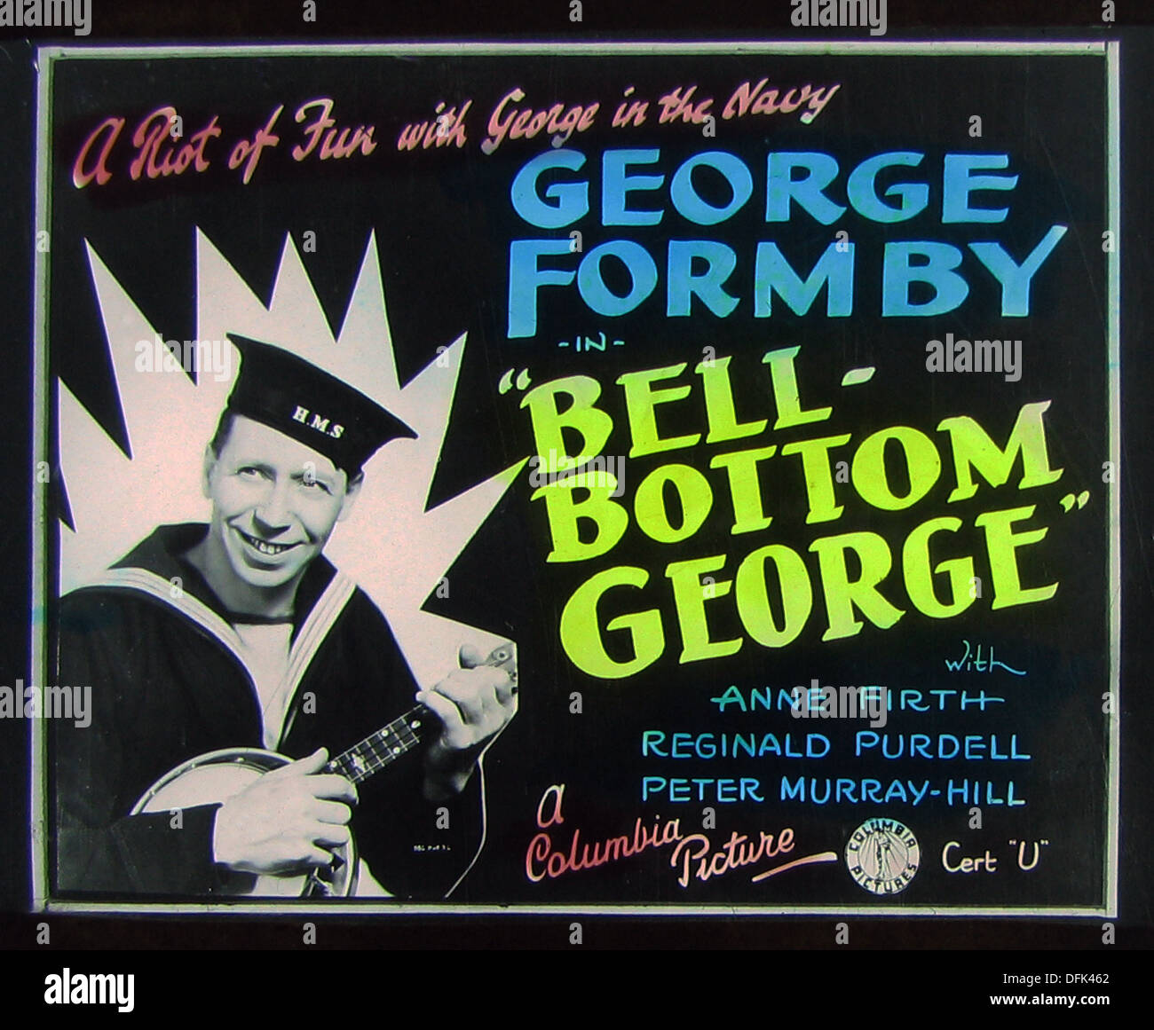 George Formby Bell Bottom George cinema projection slide 1944 Stock ...