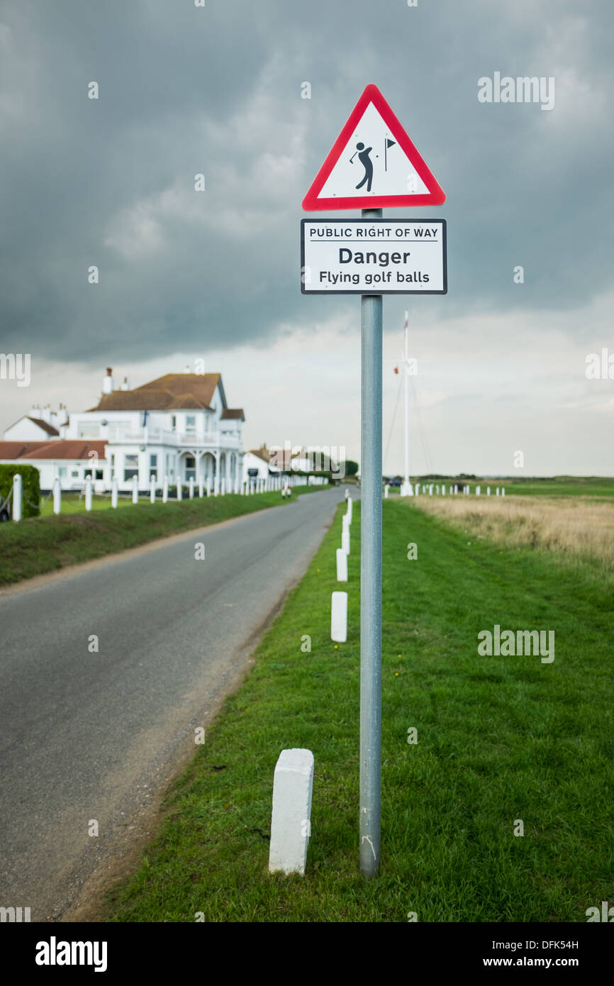 Warning Sign "Danger Flying Golf Balls," Cinque Ports Golf Club, Deal ...