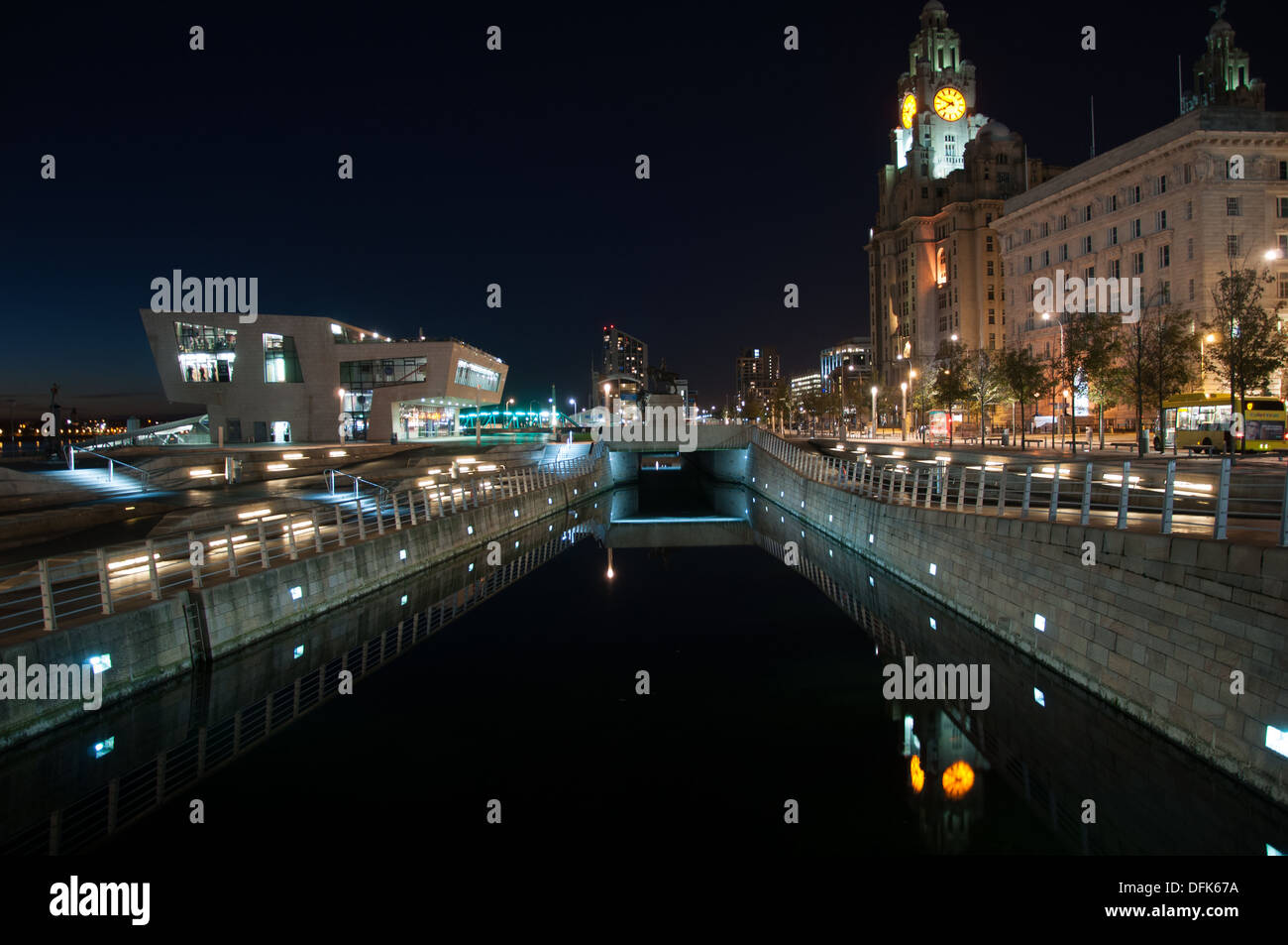 Liverpool docks at night Stock Photo - Alamy