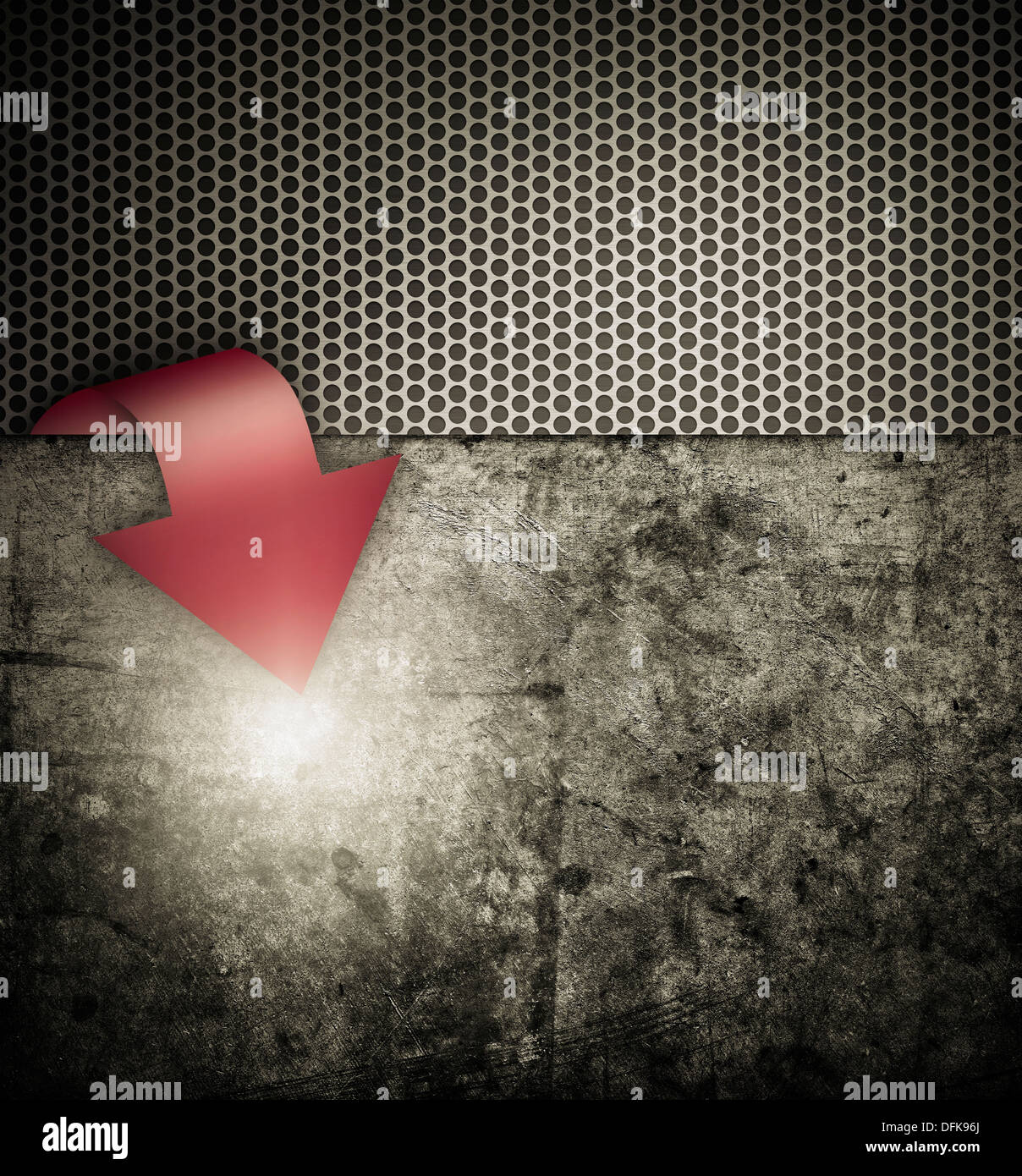 Arrow pointing at bright spot on wall Stock Photo - Alamy