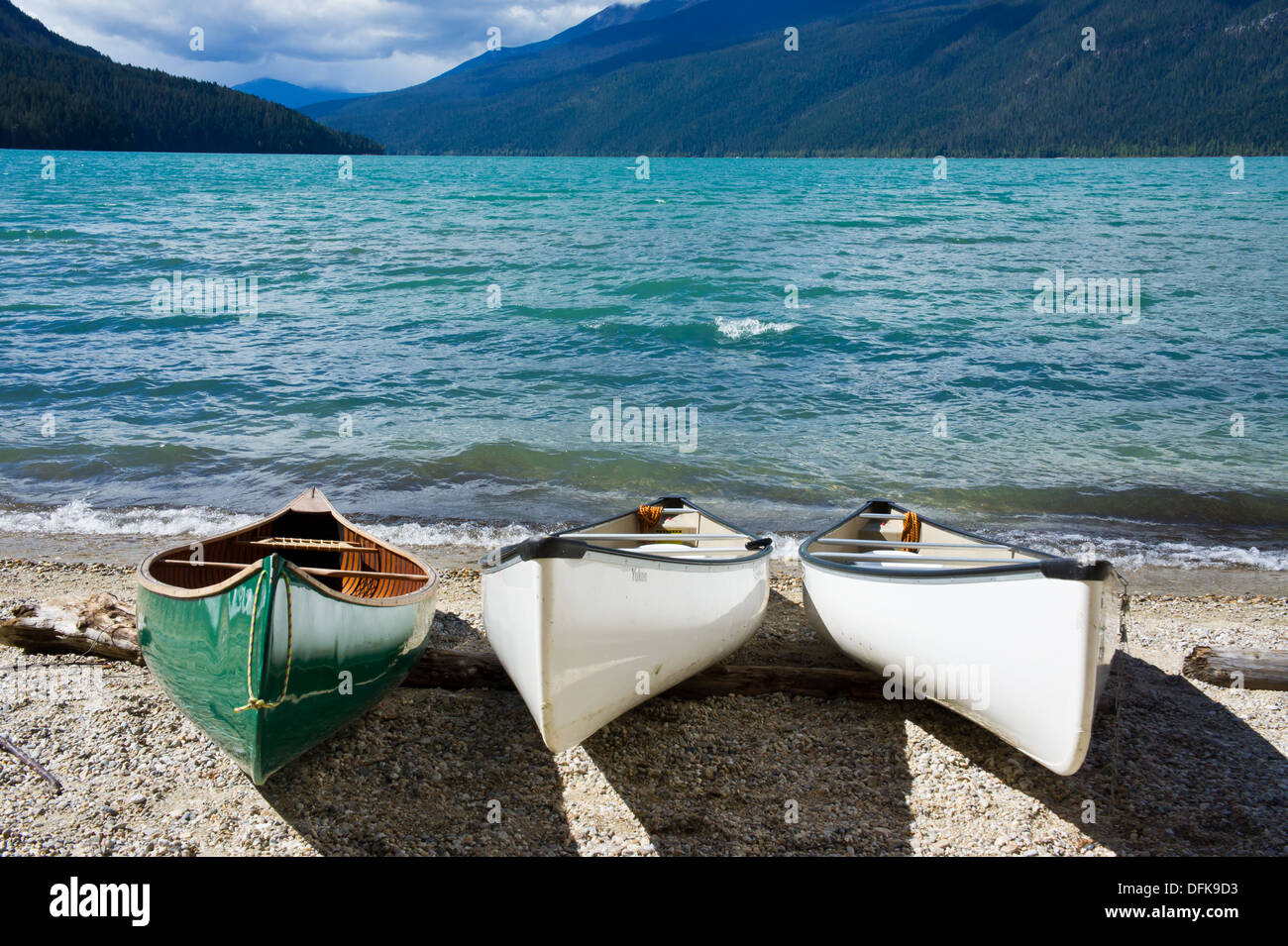 canoes on shoreline Wells Gray Provincial Park Stock Photo - Alamy