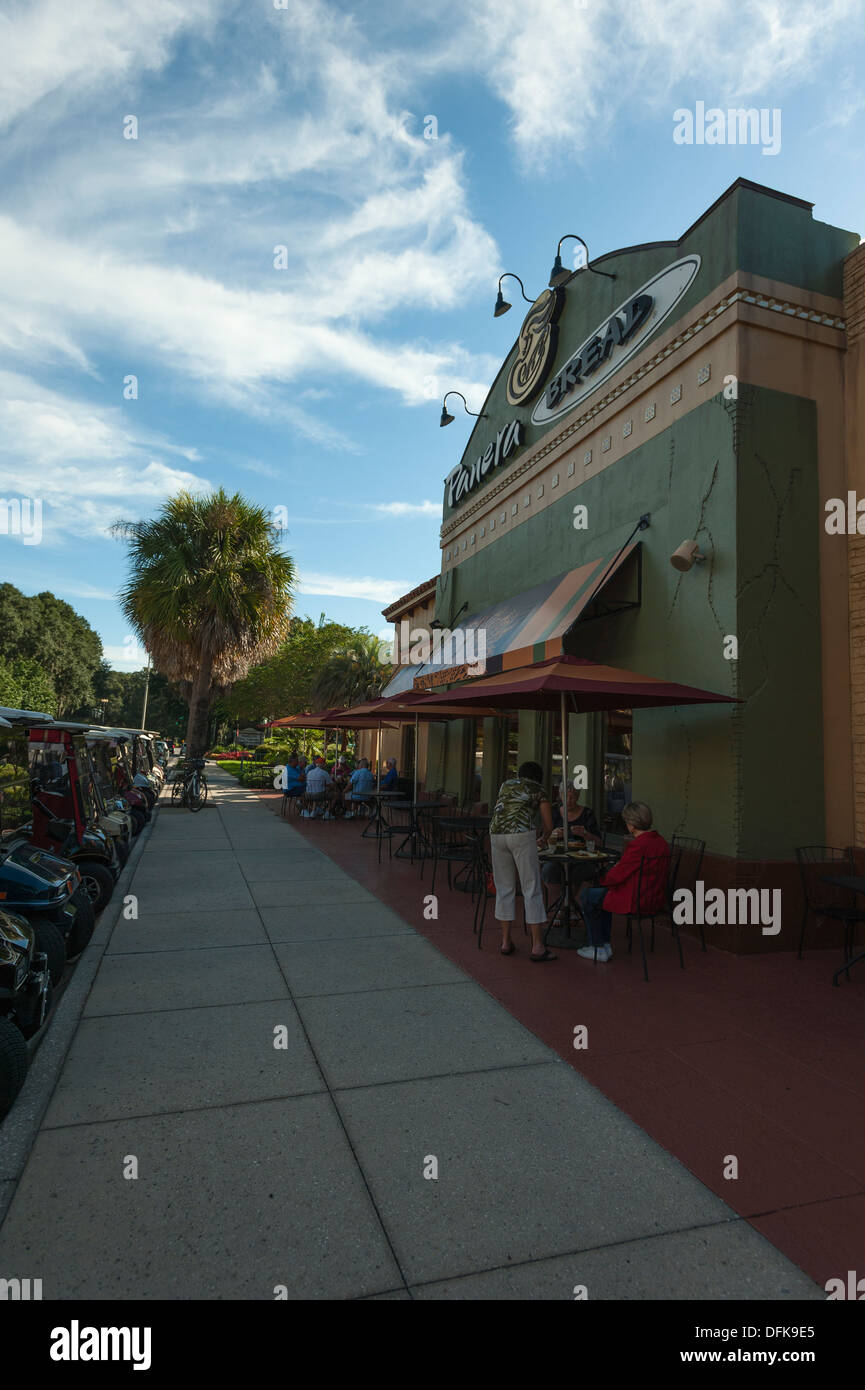 Golf carts and customer at Panera Bread in The Villages, Florida USA ...