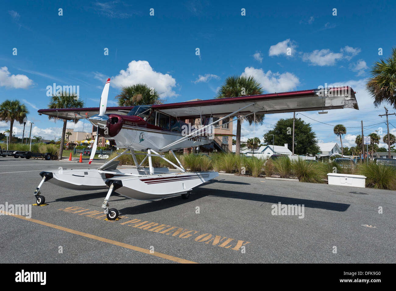 A Husky A-1B seaplane parked at Woodlea seaport in Tavares, Florida USA ...