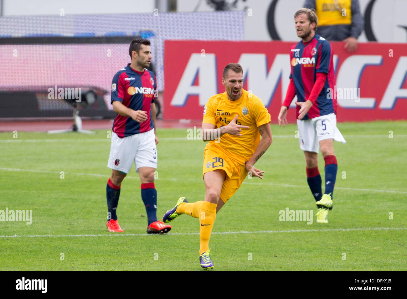Bologna, Italy. 5th Oct, 2013. Fabrizio Cacciatore (Hellas) Football ...