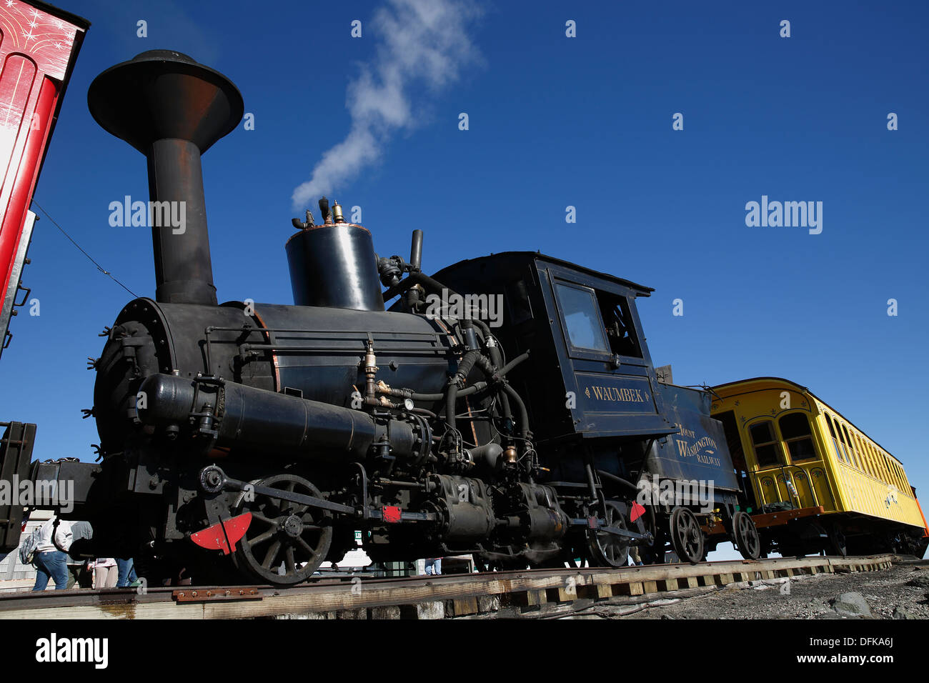 Mt Washington Cog Railway Steam Engine On The Summit Of Mount