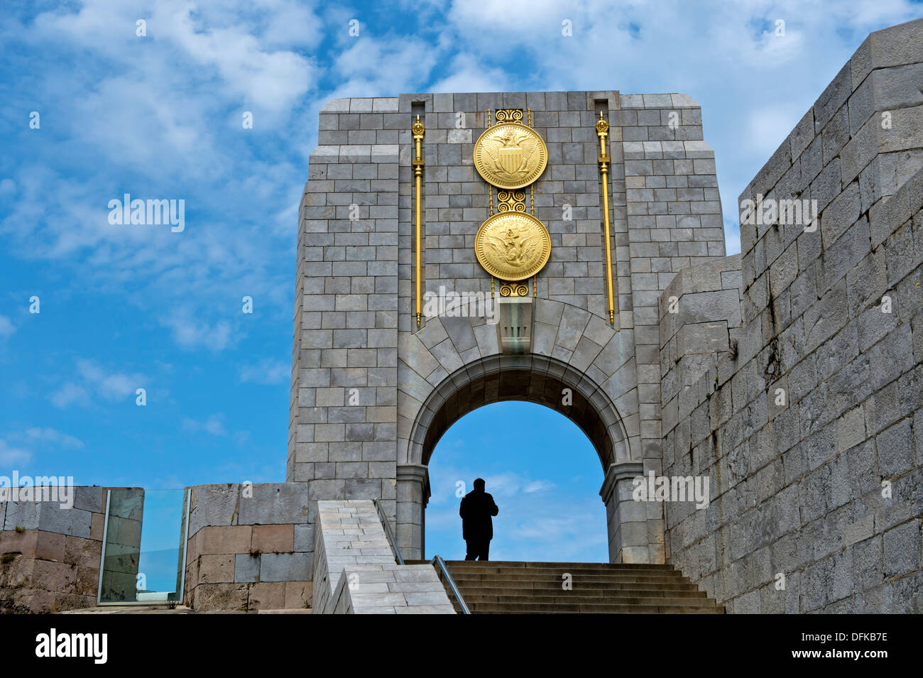The American War Memorial, or the Naval Monument, with bronze seals ...