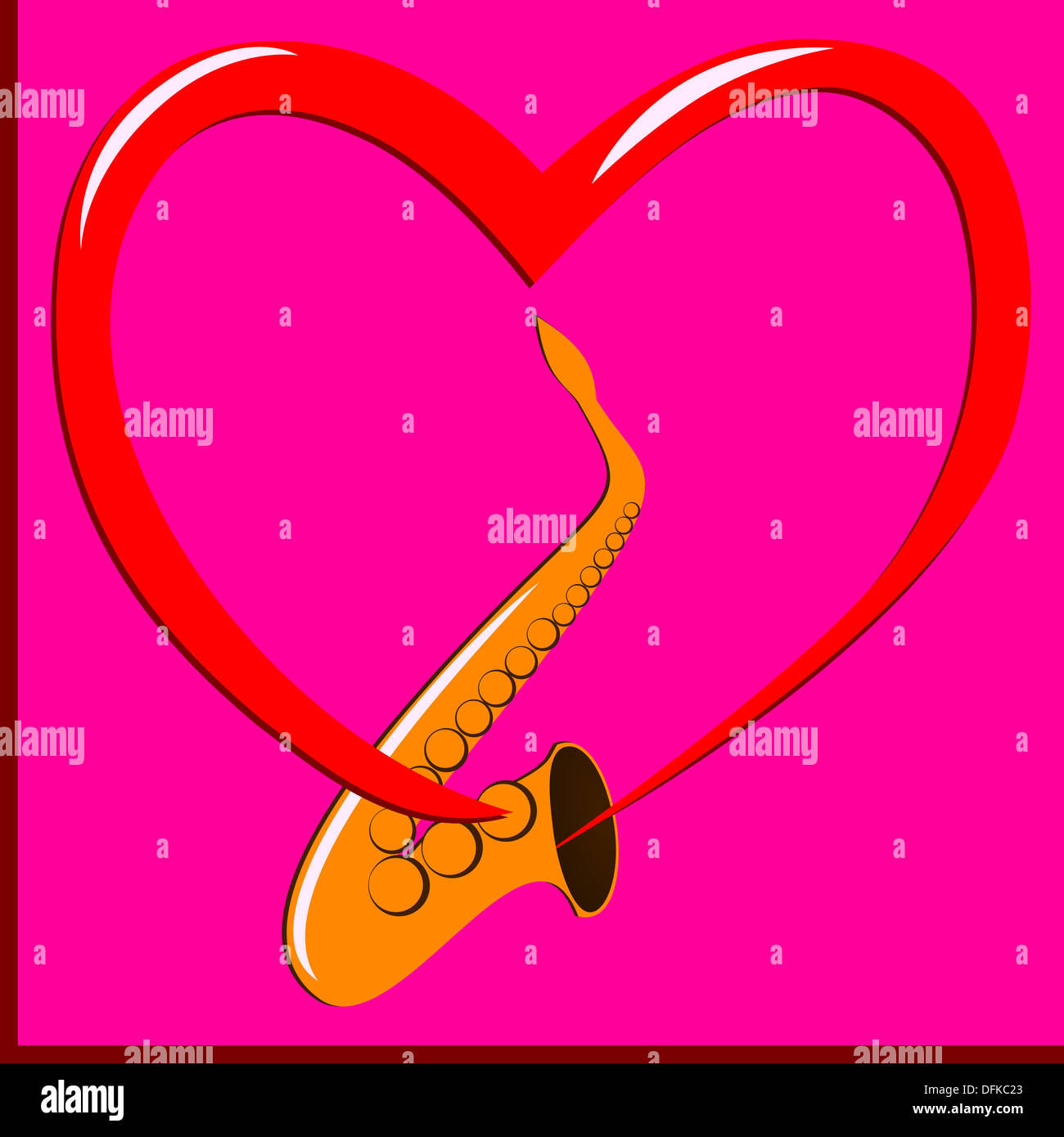 Red heart and Saxophone on the pink background Stock Photo - Alamy