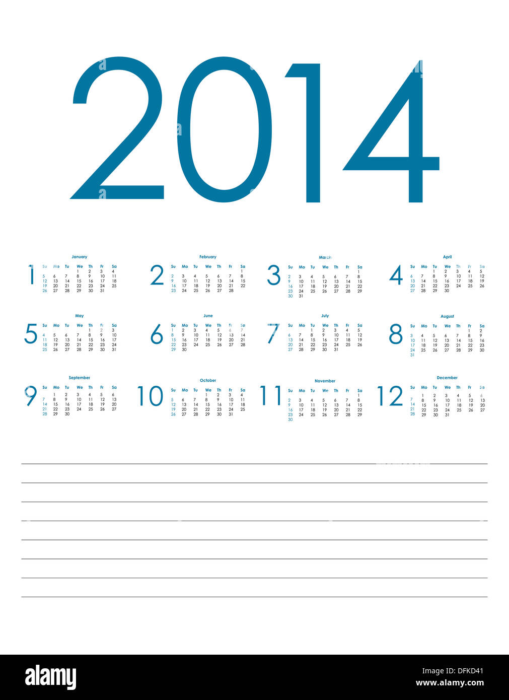 special blue calendar for 2014, vector eps10 illustration Stock Photo ...