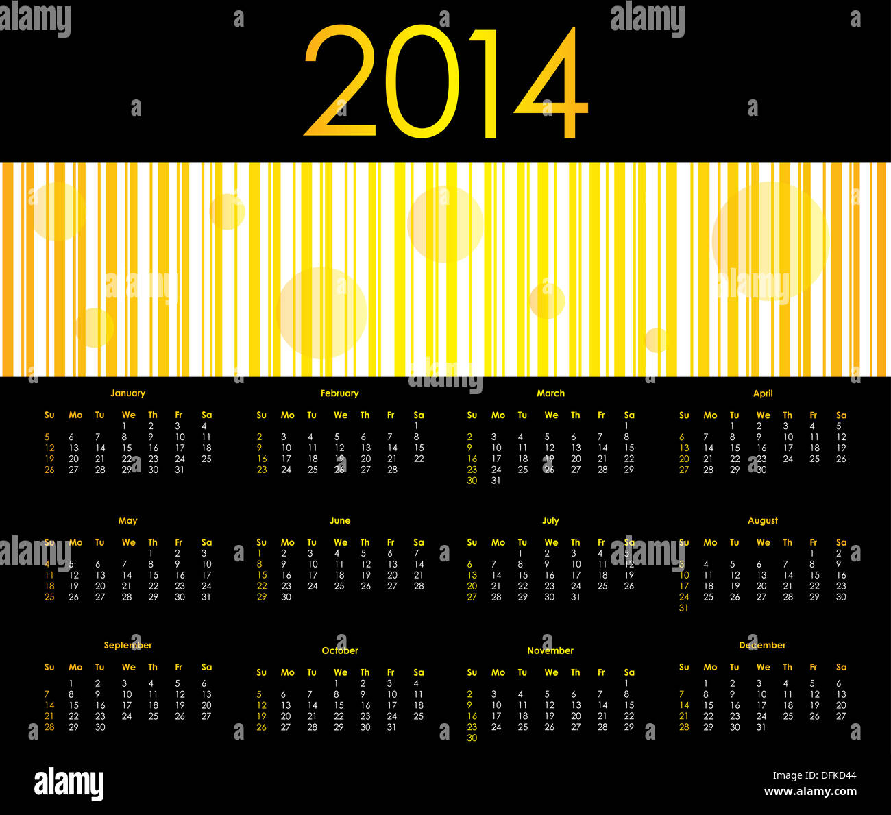 Vector calendar for 2014 Stock Photo - Alamy