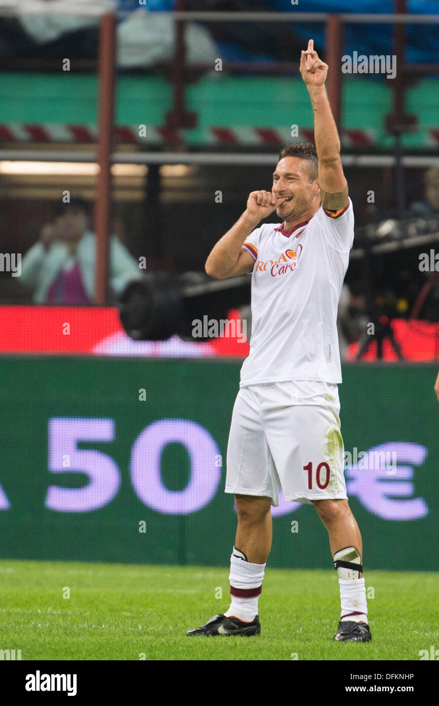 Francesco totti celebrates after the goal hi-res stock photography and ...