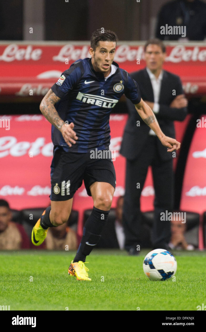 Milan, Italy. 5th Oct, 2013. Ricardo Alvarez (Inter) Football / Soccer : Italian "Serie A" match ...