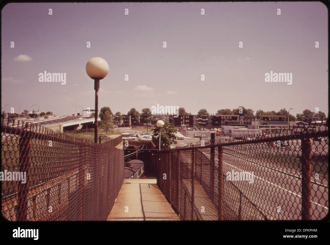This image shows the view from a walkway above Route C1 elevated ...