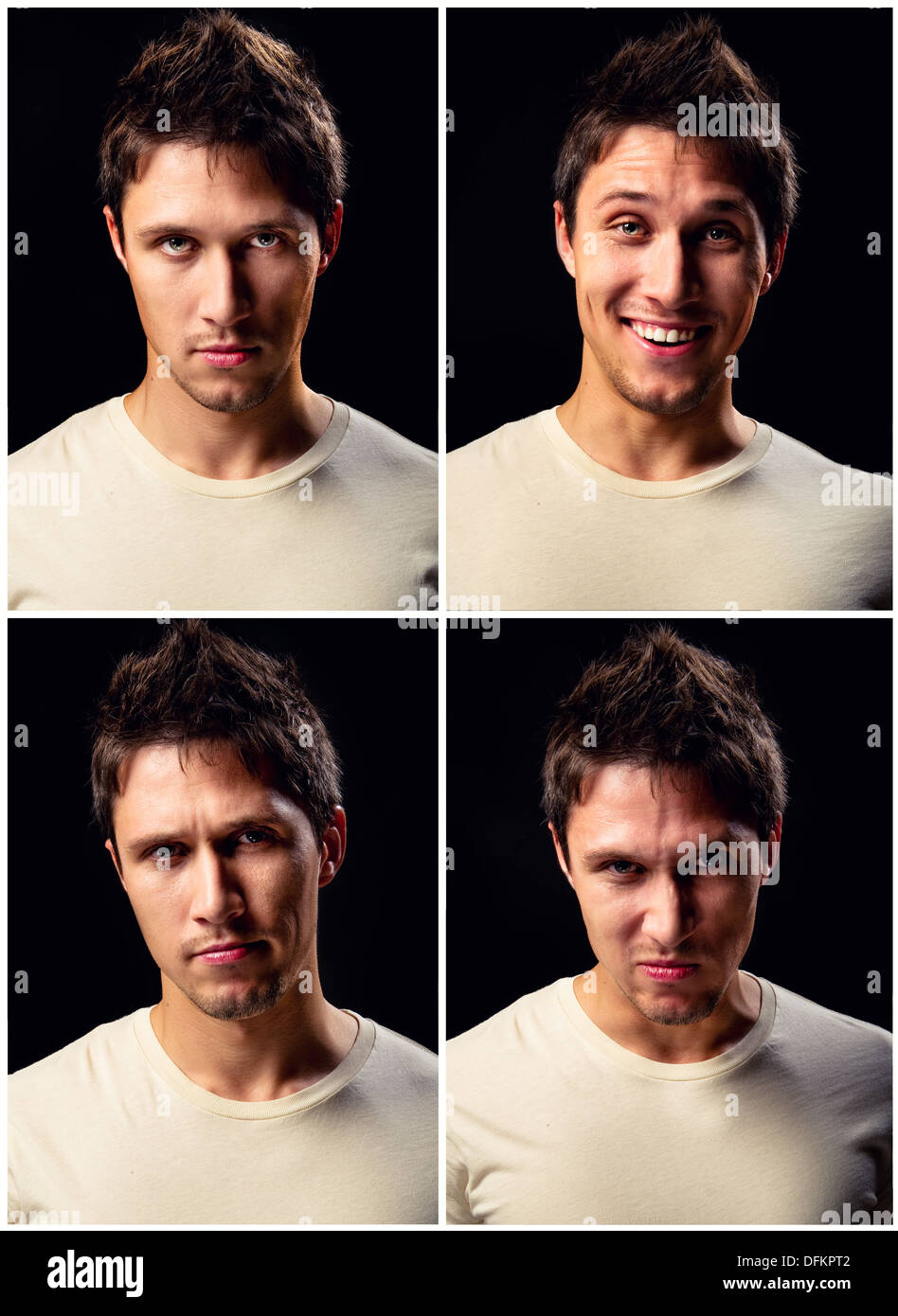 Handsome young man different facial expressions Stock Photo - Alamy