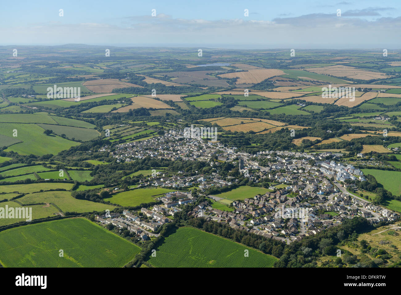 Aerial photograph Probus village in Cornwall Stock Photo - Alamy