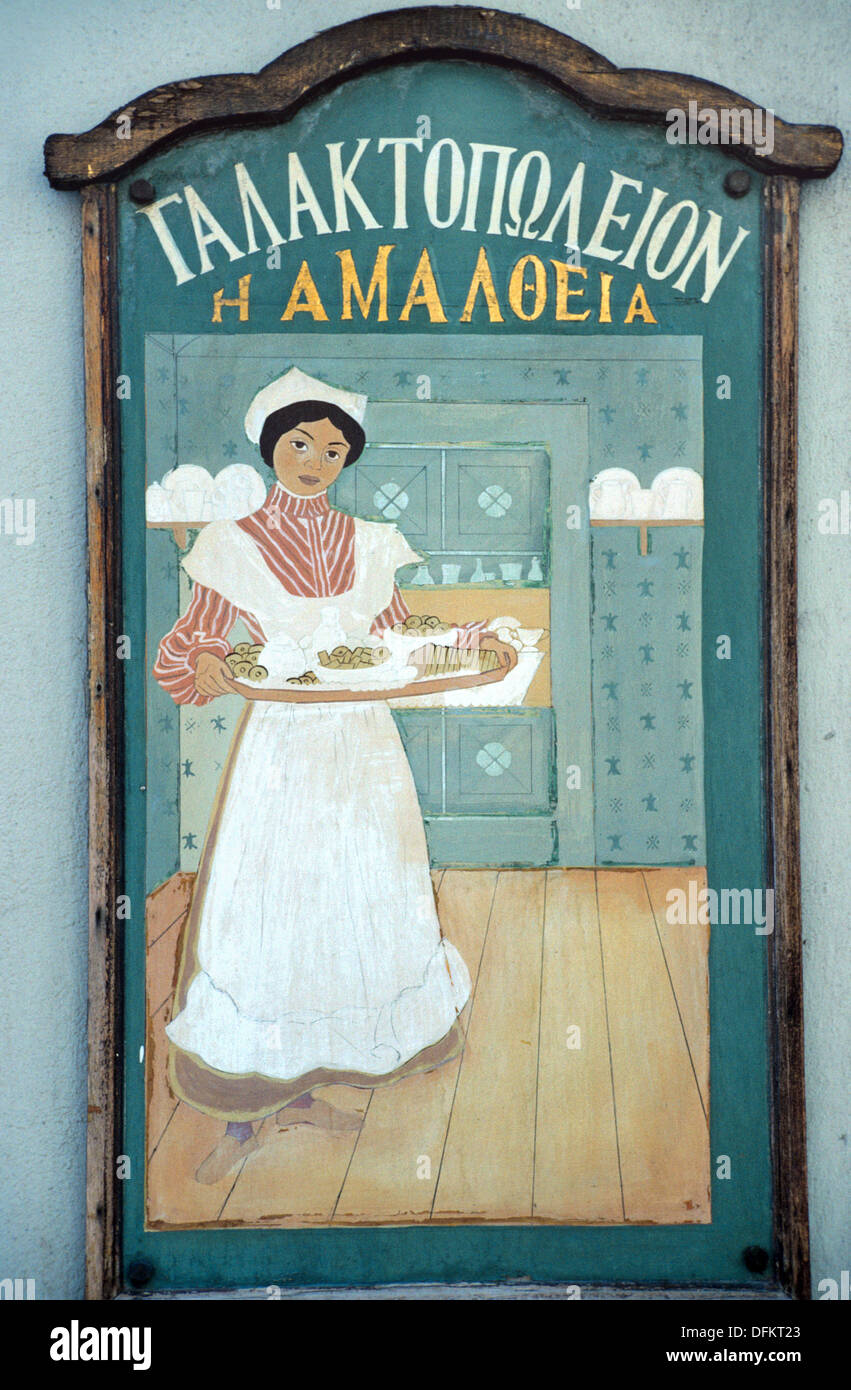 Waitress in Traditional Costume with Tray of Cakes on Shop Sign for ...