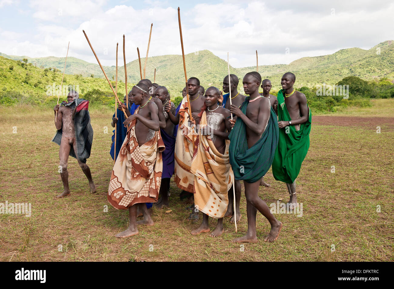 Donga stick fight ceremony, Surma tribe, Tulgit, Omo river valley Stock ...