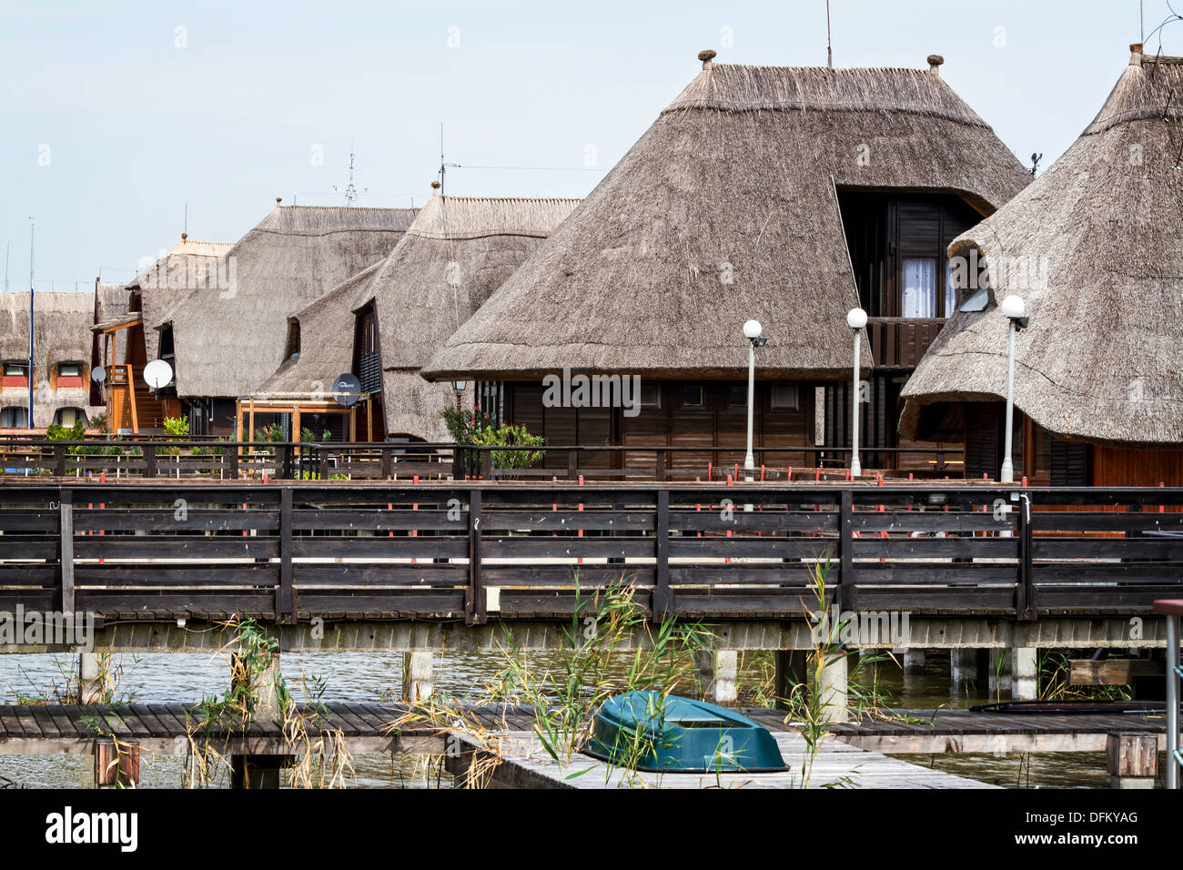 Beautiful lakeside reed-roofed houses in Hungary Stock Photo - Alamy