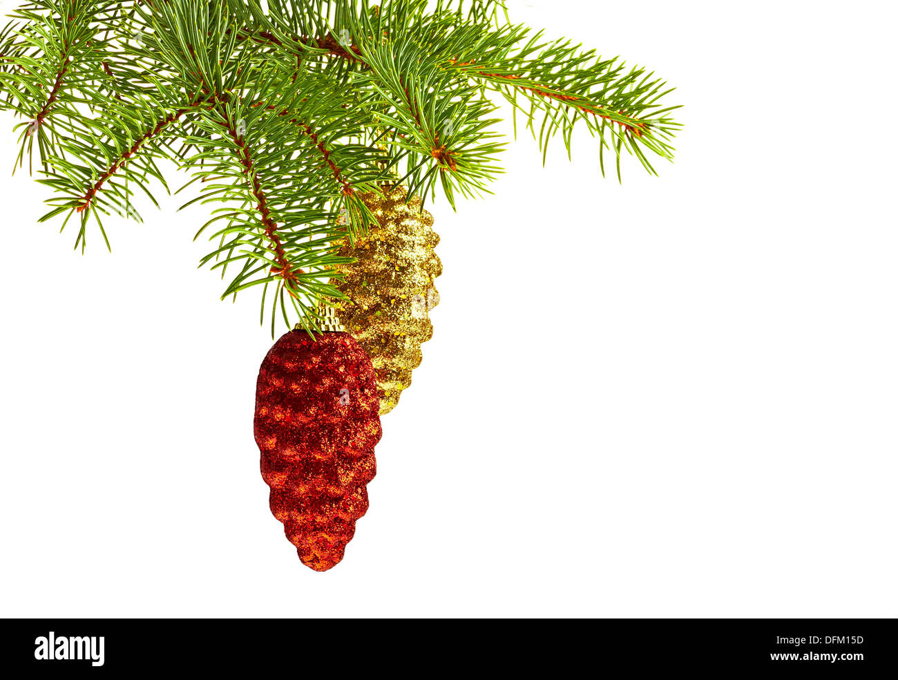 Christmas decoration. Red cone toy on Christmas tree Stock Photo - Alamy