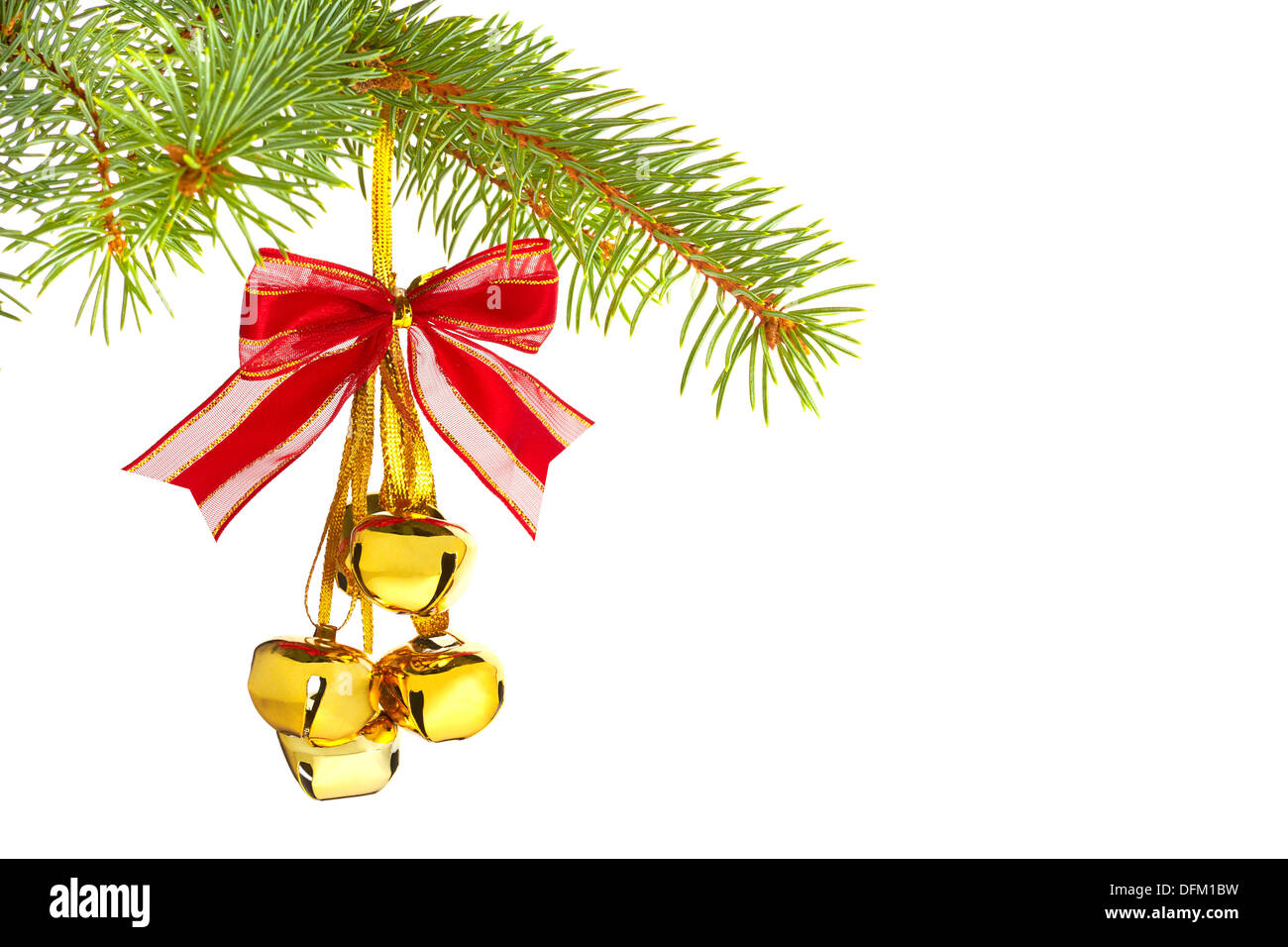 Christmas decoration with bells isolated on white background Stock ...