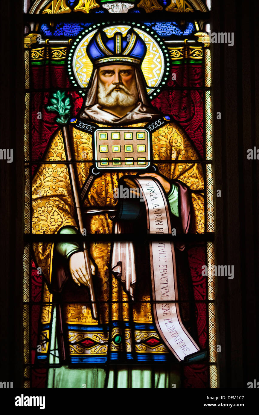 Stained glass window, Saint-Corentin Cathedral, town of Quimper ...
