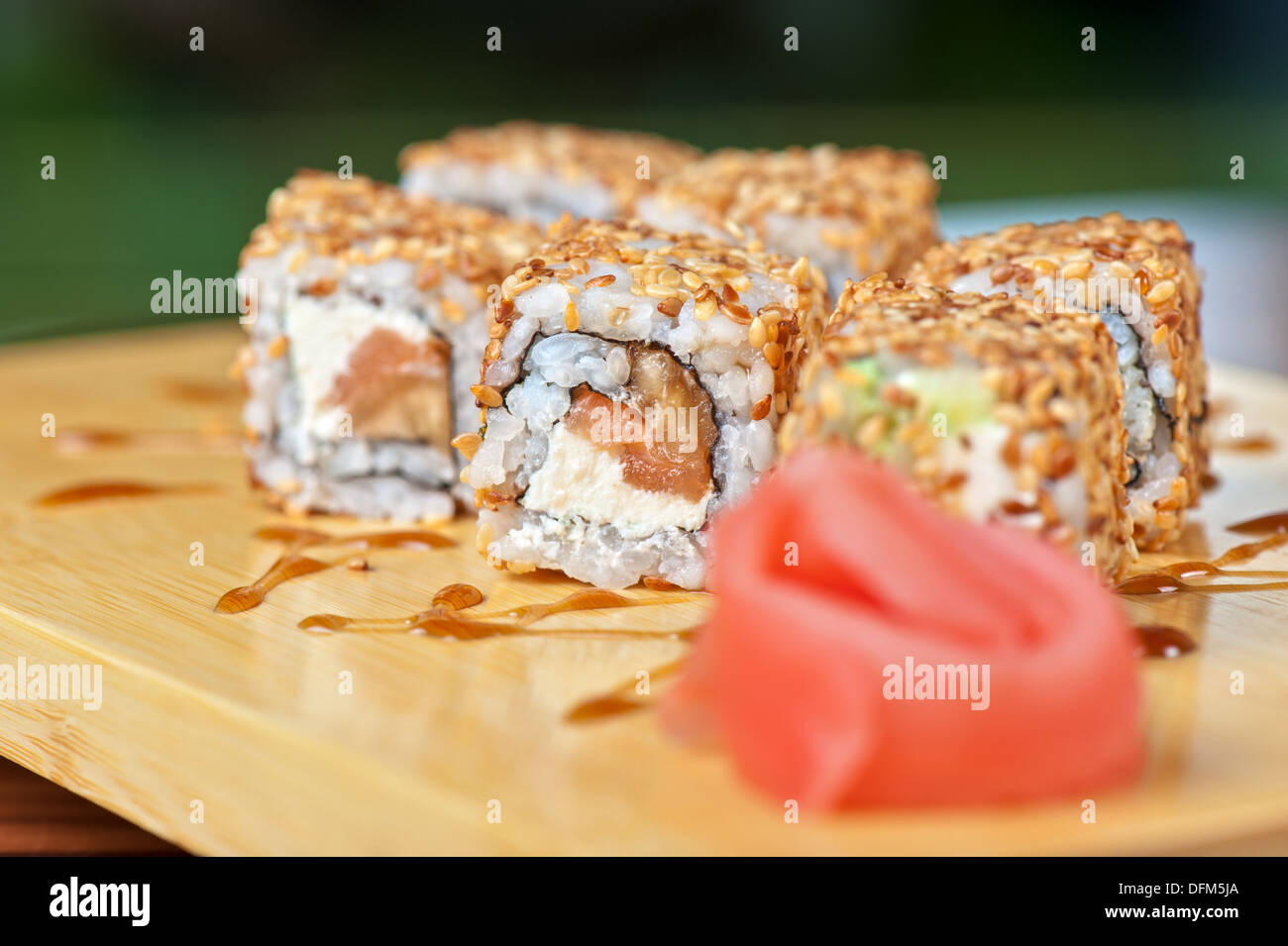 sesame sushi rolls Stock Photo - Alamy
