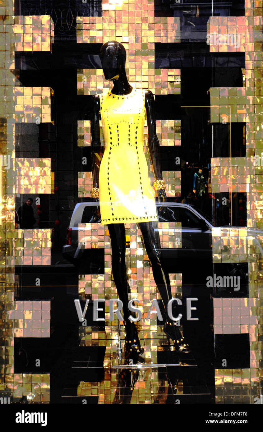 Italy Lombardy Milan Via Montenapoleone Versace fashion shop Stock ...
