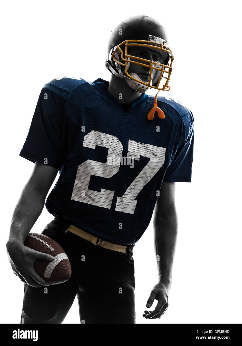 one quarterback american football player man in silhouette studio ...