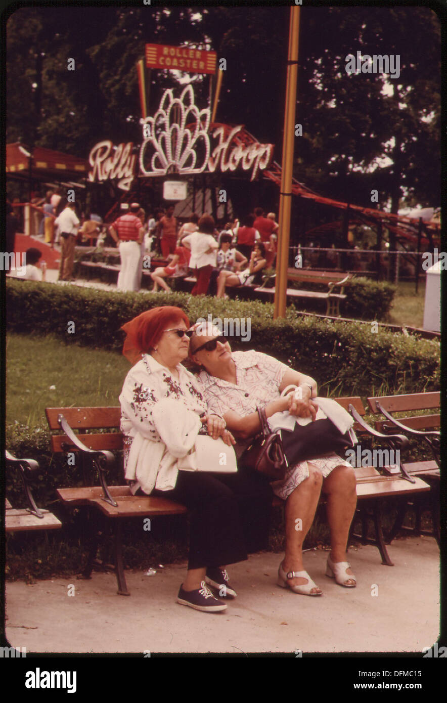 A lively scene on the midway at Bob-Lo Island, featuring amusement ...