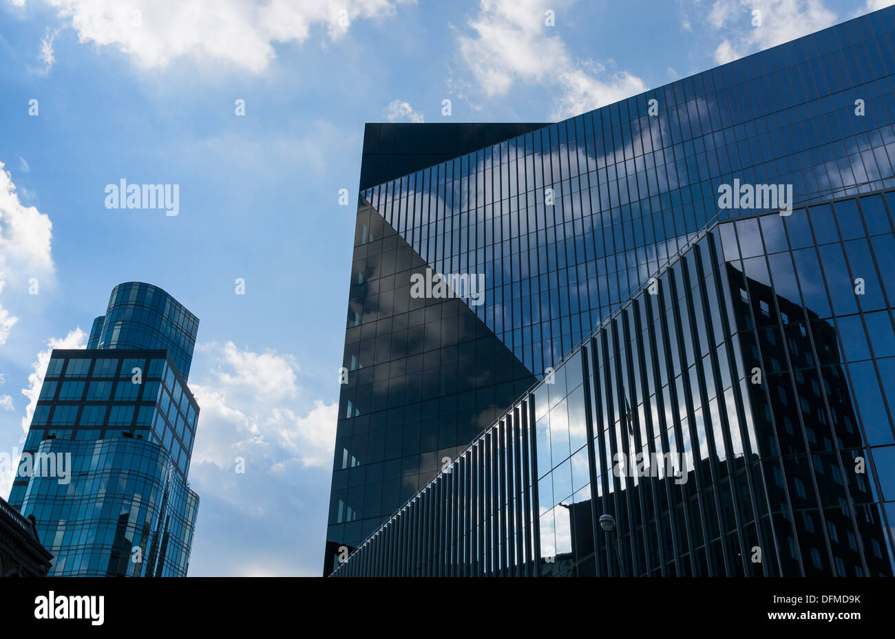 Modern glass buildings in Lower Manhattan Financial District Stock ...