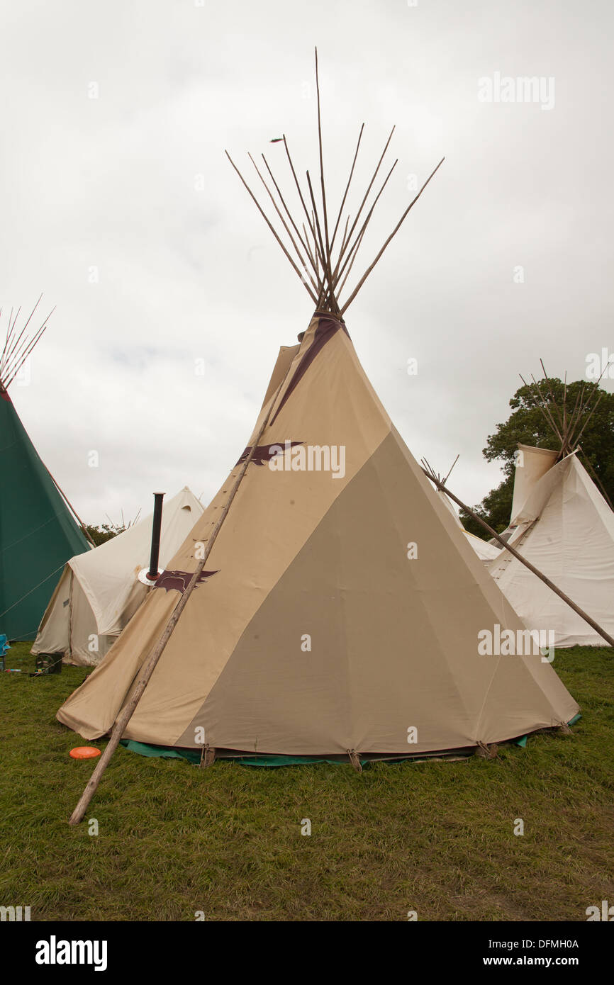 Glastonbury festival tipis hi-res stock photography and images - Alamy